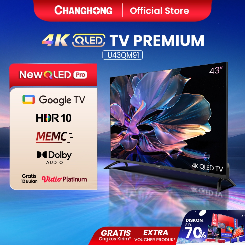 Jual Changhong QLED TV 4K 43 inch Google Smart QLED PRO Digital TV ...
