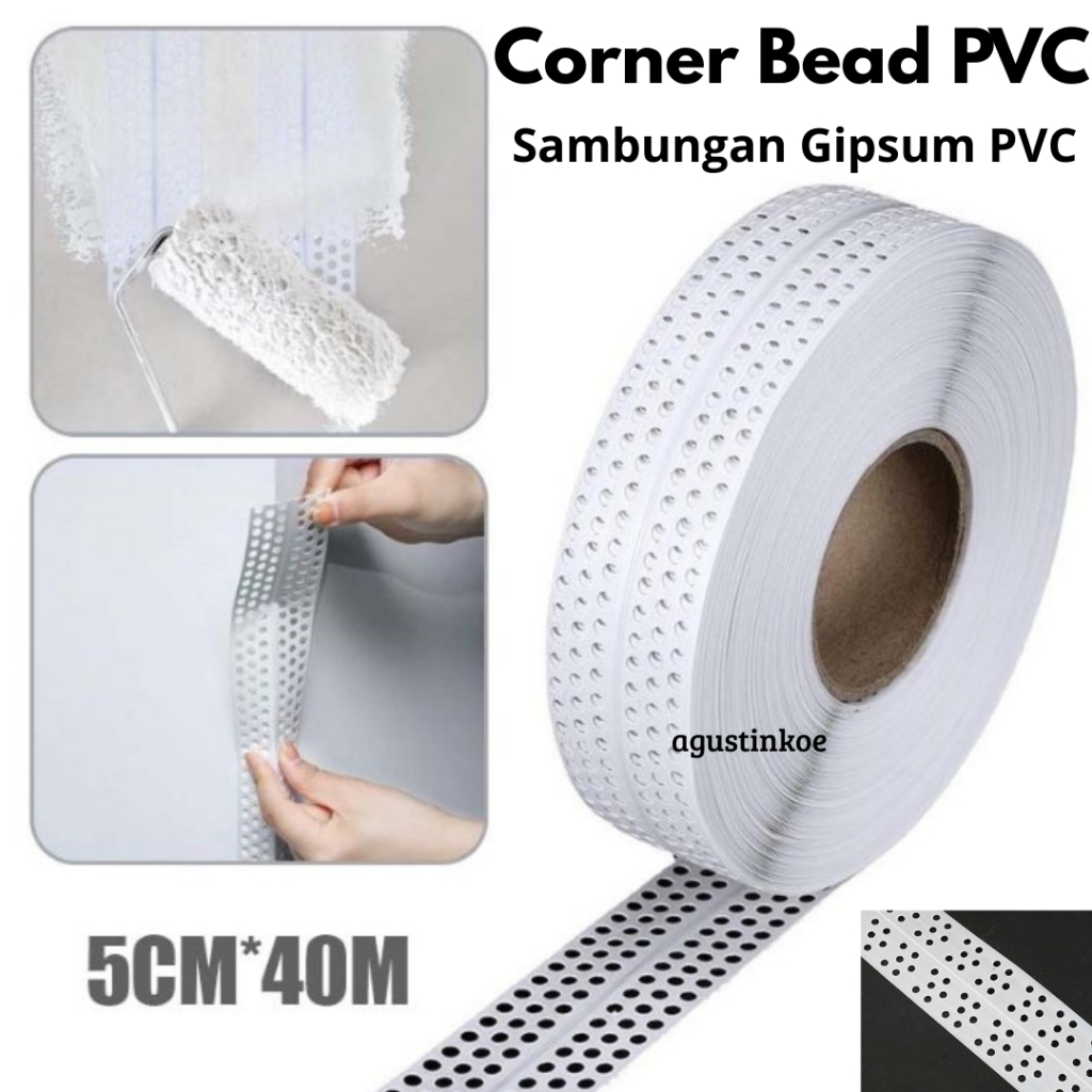 Jual Corner Bead PVC Lakban Plester Drywall 40m 5cm / Lakban Sambungan ...