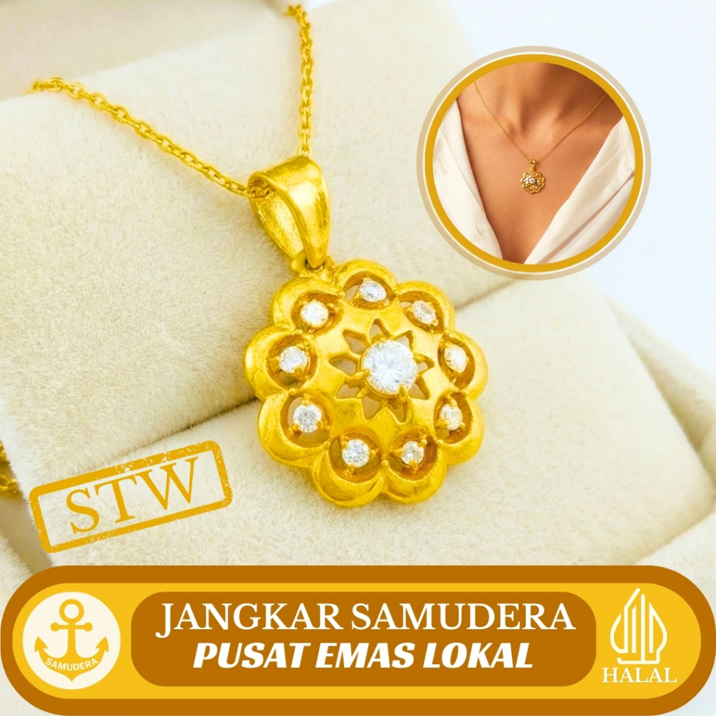 Jual LIONTIN BUNGA DGN KELOPAK MATA PUTIH DAN 1 MATA PUTIH TENGAH (STW ...