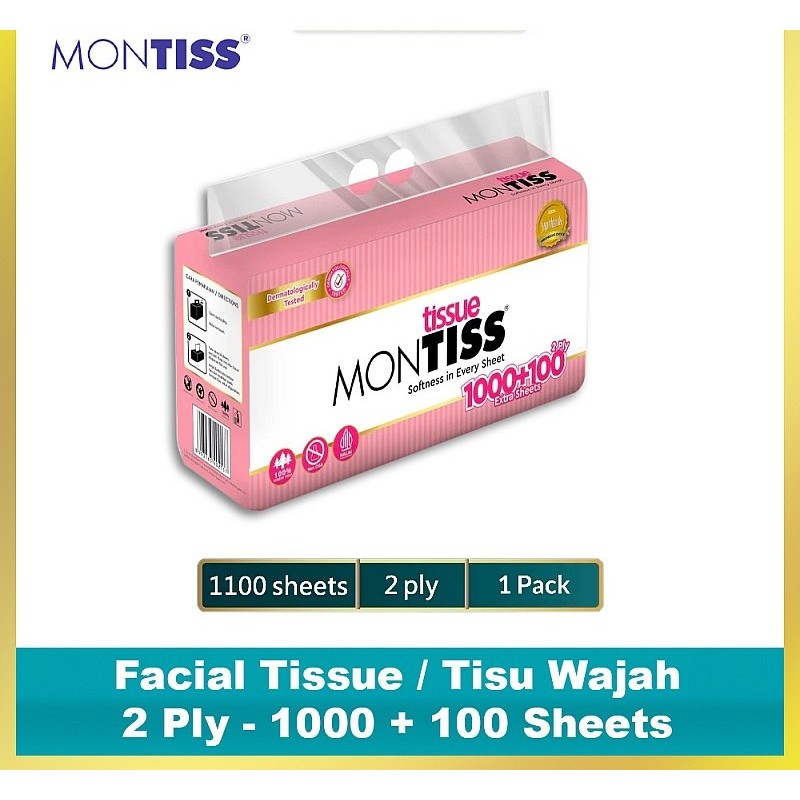 Jual MONTISS TISU TISSUE JUMBO PACK 1000S / Tisu wajah 1000's 2 ply ...