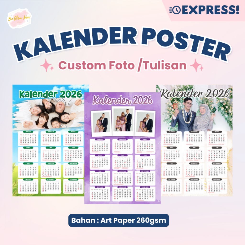 Jual Kalender A3+ Dinding 2026 Custom Foto Keluarga Kalender Olshop ...