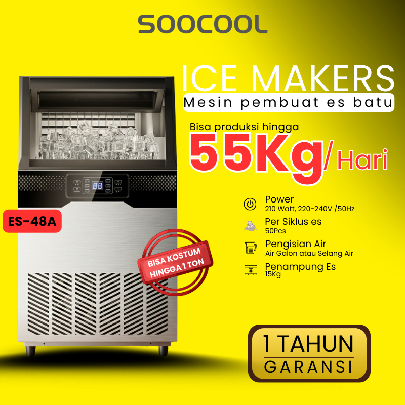 Jual SOOCOOL 48A Mesin Pembuat Es Batu 55Kg/Hari, Ice Cube Maker ...