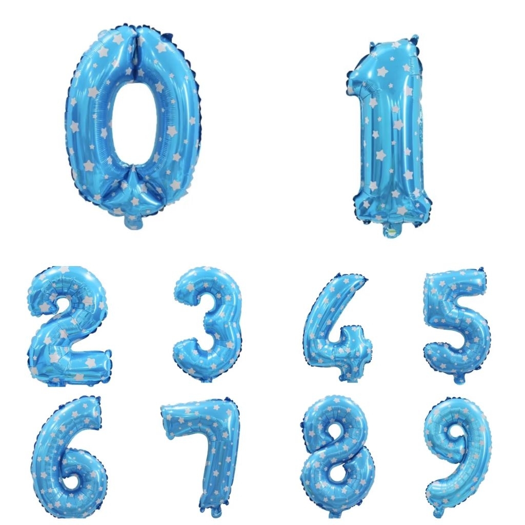 Jual Balon Foil Huruf dan Angka Biru 40cm - Metalik, Tahan Lama, Mudah ...