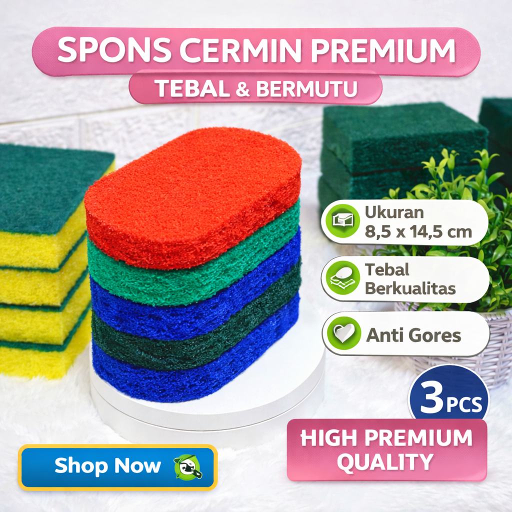 Jual GROSIR Spon Sabut Cuci Piring 3M Scotch Brite Hijau Anti Bacteria ...