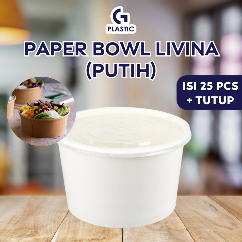 Jual Paper Bowl Putih 360ml 500ml 650ml 800ml - Mangkok Kertas Higienis ...