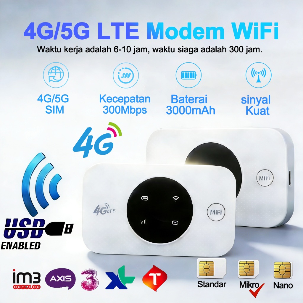 Jual Wifi portable 4g all operator bisa dibawa 5g Modem WiFi 300Mbps ...
