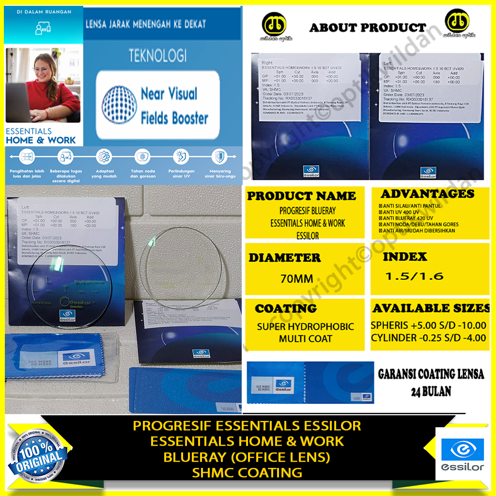 Jual ESSILOR PROGRESIF ESSENTIALS HOME & WORK BLUE SERIES | Shopee ...