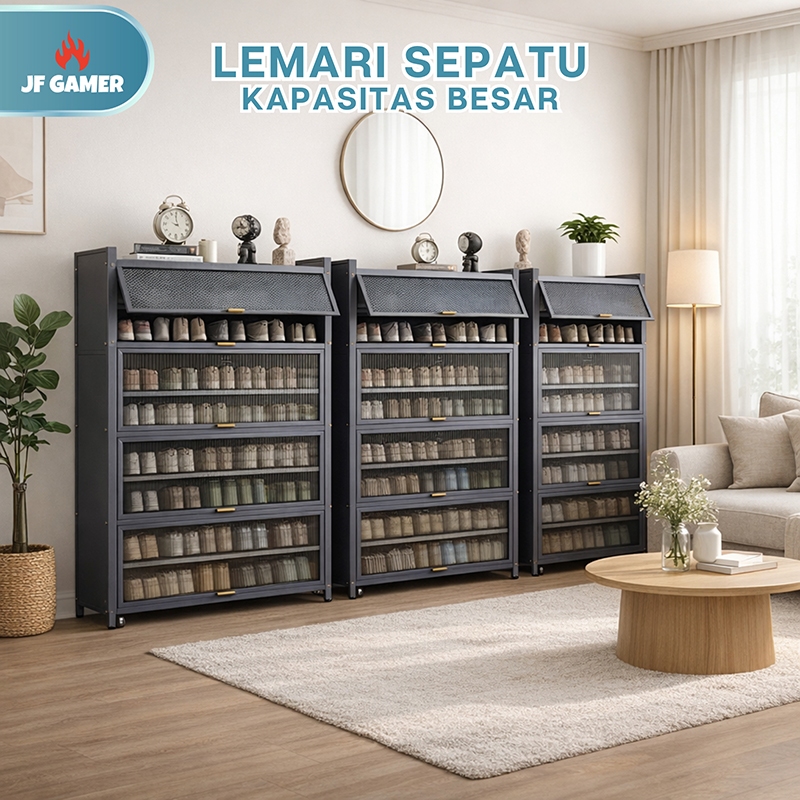 Jual Lemari sepatu logam berkapasitas besar/rak sepatu tertutup/lemari ...