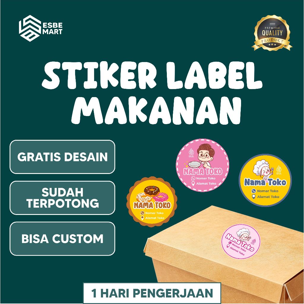 Jual CETAK STIKER CROMO / LABEL BULAT LABEL NAMA LABEL MAKANAN TOPLES ...