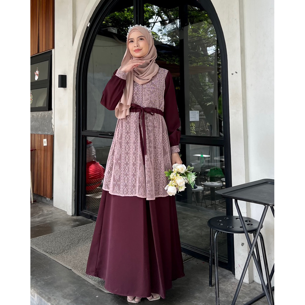 Jual Elmiza - Leoni Dress Bahan Premium Safeena Platinum Mix Brukat ...