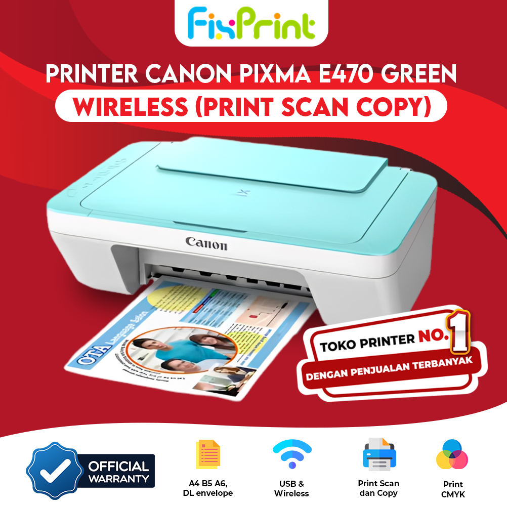 Jual Printer PIXMA Canon E470 Green Hijau All In One WIFI ...