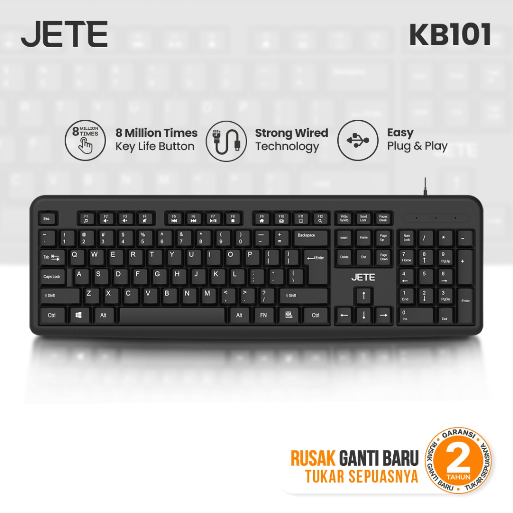 Jual Keyboard JETE KB101 Keyboard Kabel Office kantor Wired USB Cable ...
