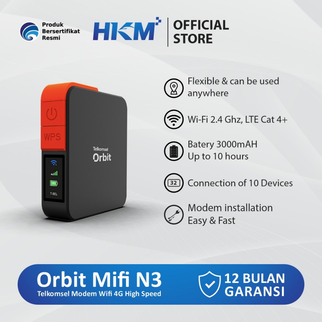 Jual Telkomsel Orbit Mifi N3 Portable Modem 4G HighSpeed | Shopee Indonesia