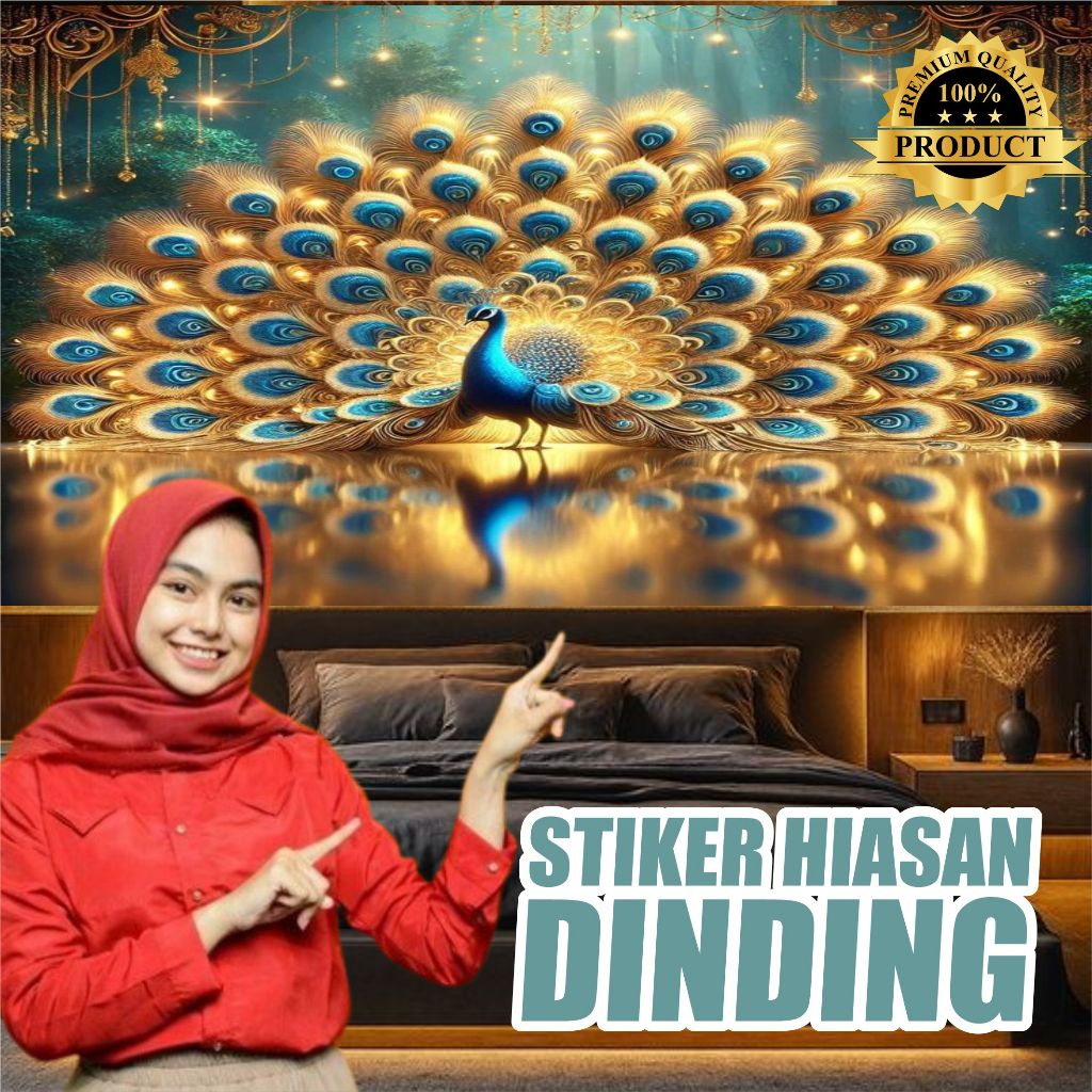 Jual WLP2-Stiker Burung Merak 3D Wallpaper Dinding Merak 3D Hiasan ...