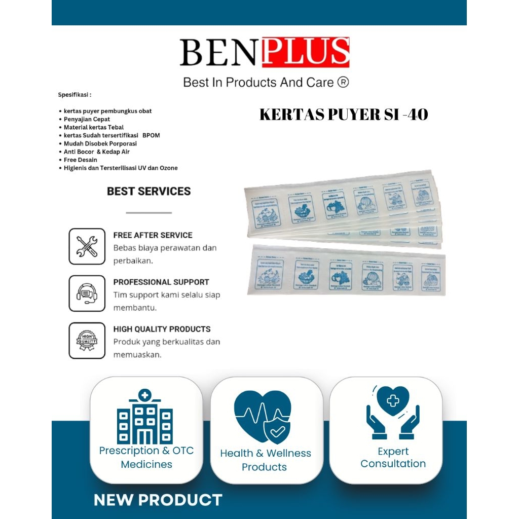 Jual kertas puyer obat ben plus buah biru 1 pack isi 1200 pcs | Shopee ...