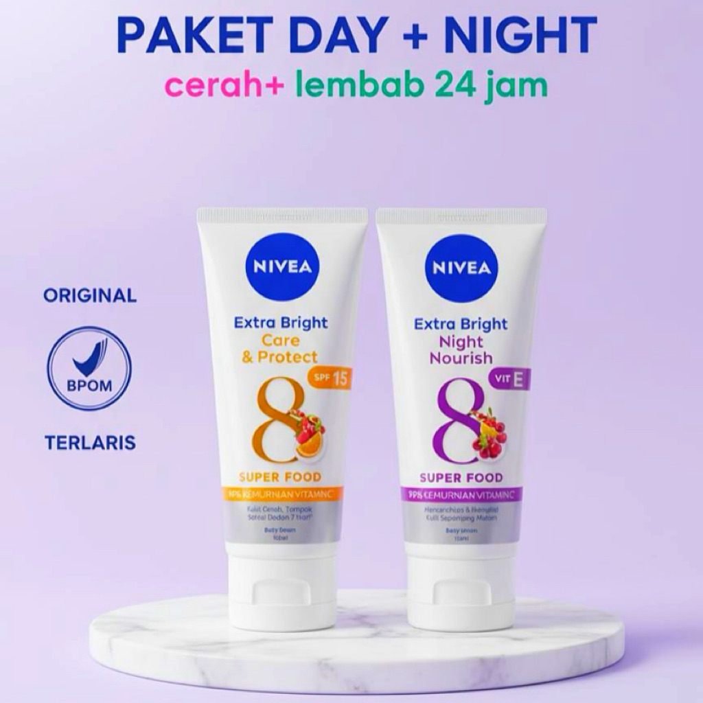 Jual Paket Nivea Extra Bright Day & Night lotion 180ml|Paket Nivea ...