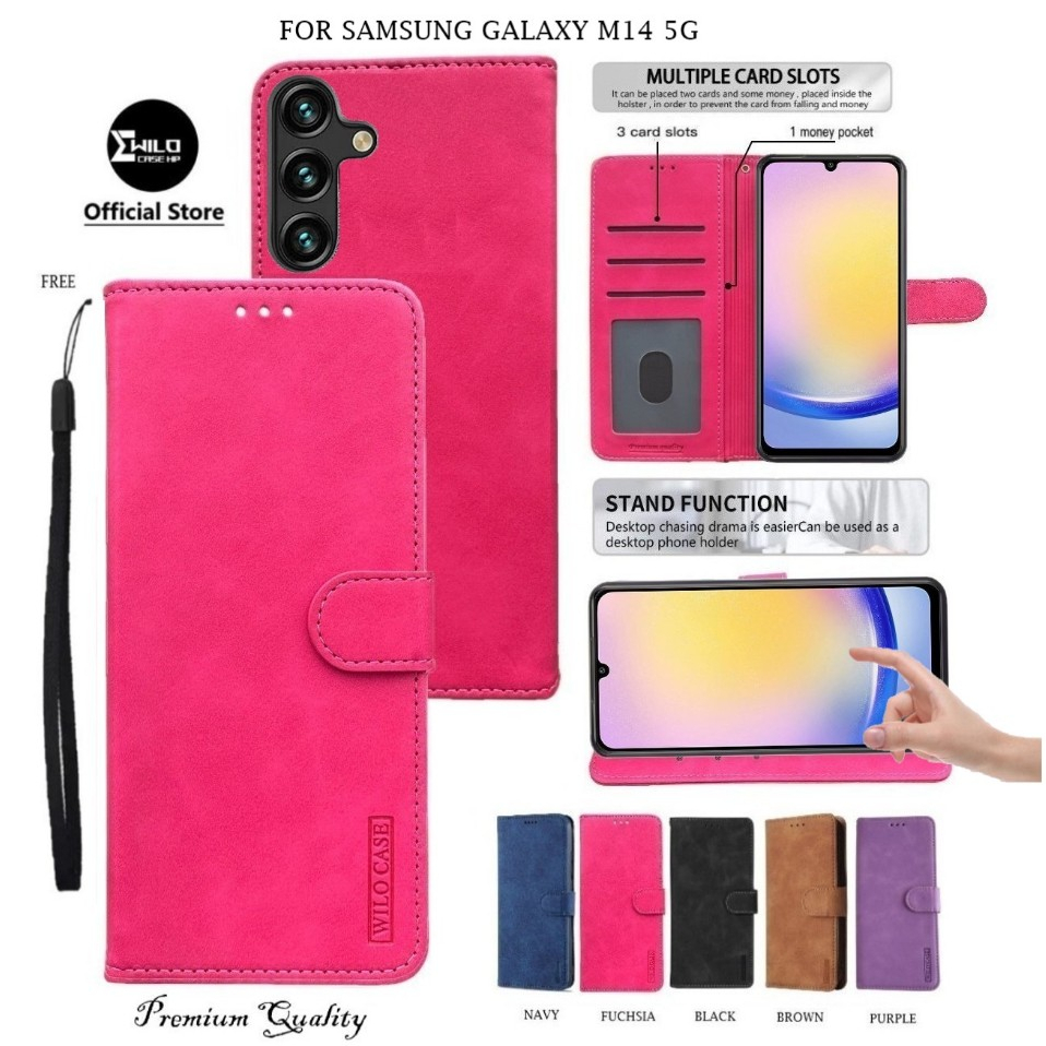 Jual Flip Case Samsung Galaxy M14 5G Wallet Case Kulit - Casing Dompet ...