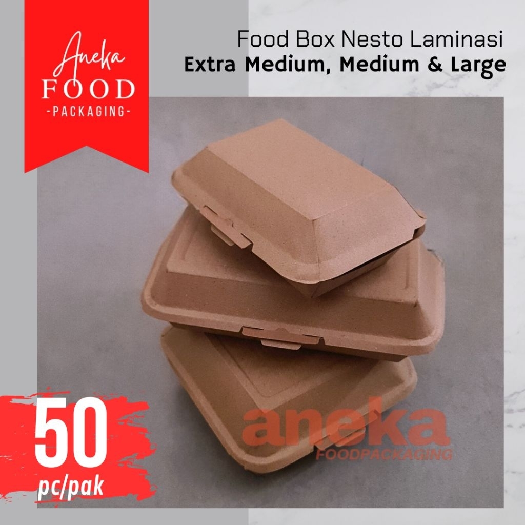 Jual 50pc- Paper Food box Extra Medium, Medium & Large lunch tray ...