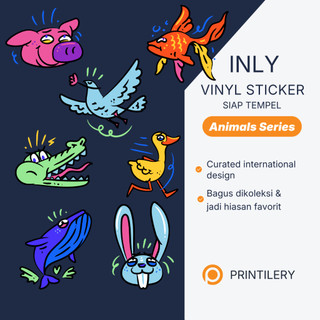Jual INLY DIE CUT STICKER | INLY -- Animals Series | Vinyl Sticker ...