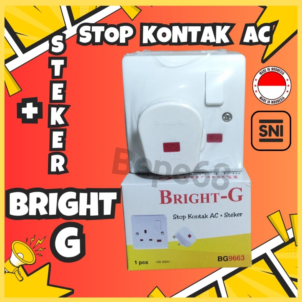 Jual STOP KONTAK AC + STEKER BRIGHT G / COLOKAN AC SET BRIGHT-G - BG ...