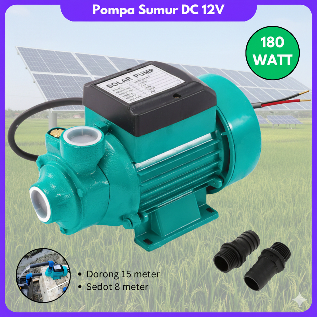 Jual Pompa Air DC 12V Tenaga Matahari Pompa Sumur 180W DC 12 Volt Panel ...