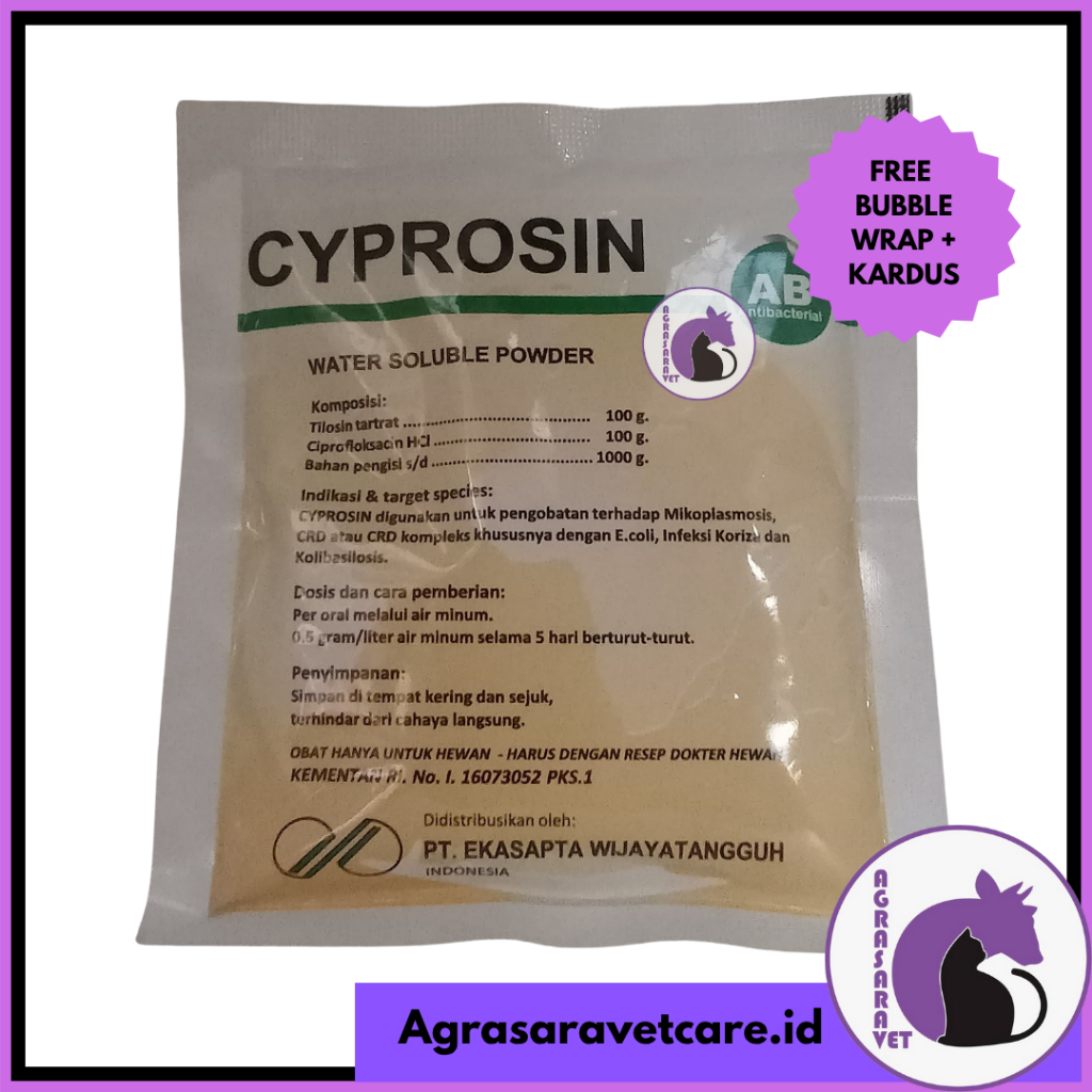 Jual cyprosin 100 gr - cyprofloxacin tylosin (obat crd coryza ...