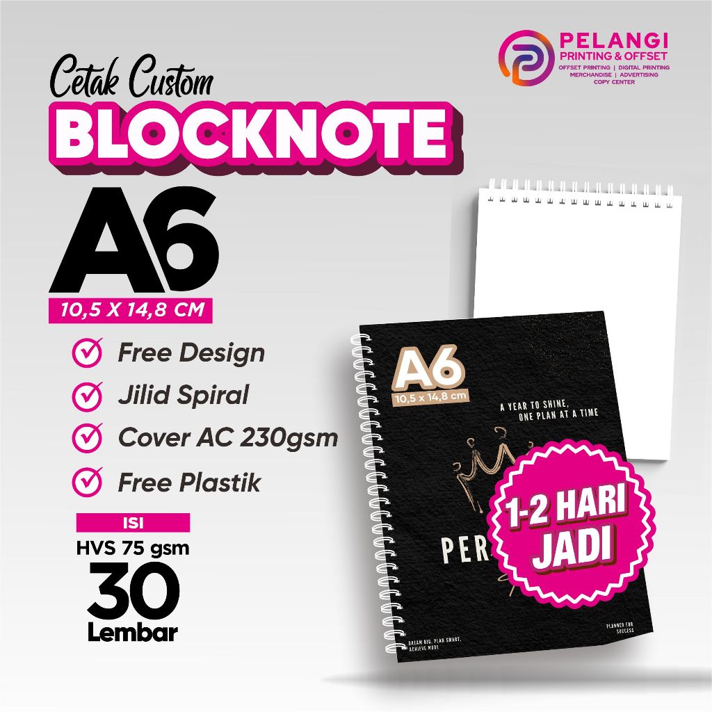 Jual BLOCKNOTE / NOTEBOOK A6 30 LEMBAR CUSTOM DESIGN ISI | Shopee Indonesia