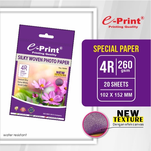 Jual Silky Woven Photo Paper 4R e-print 260 gsm (NEW TEXTURE) | Shopee ...
