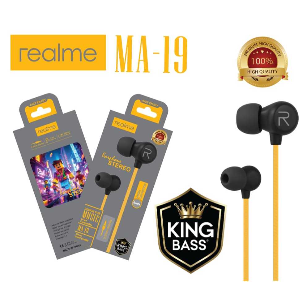 Jual Earphone Realme MA-19 Stereo Bass Handsfree MA19 Universal Plus ...