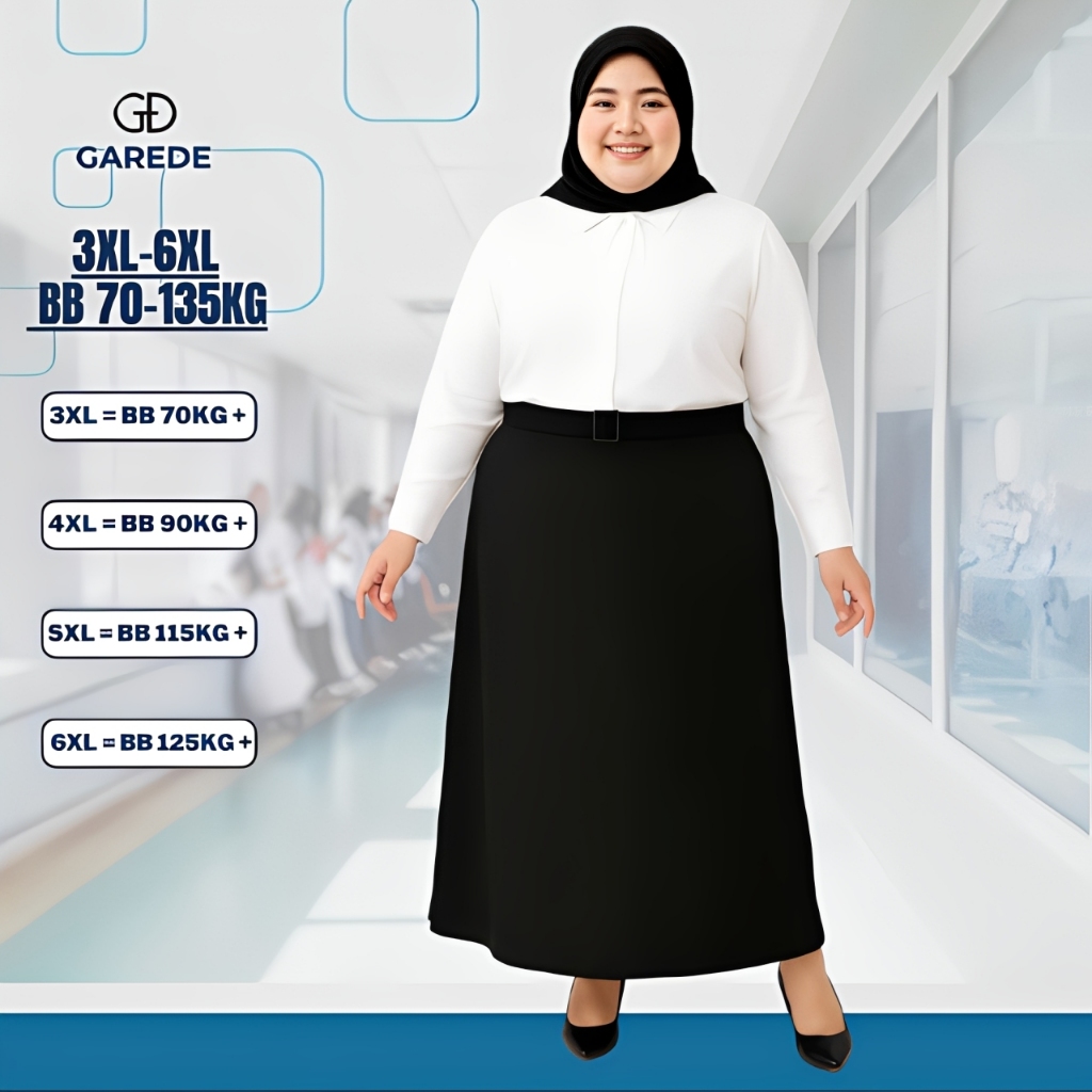Jual Garede - Rok Kerja A Line Wanita Formal Kantor Super Jumbo Bahan ...