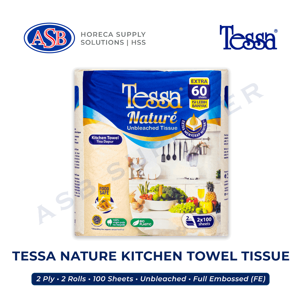 Jual Tissue / Tisu TESSA Nature Unbleached Kitchen Towel (2 Rolls x 100 ...