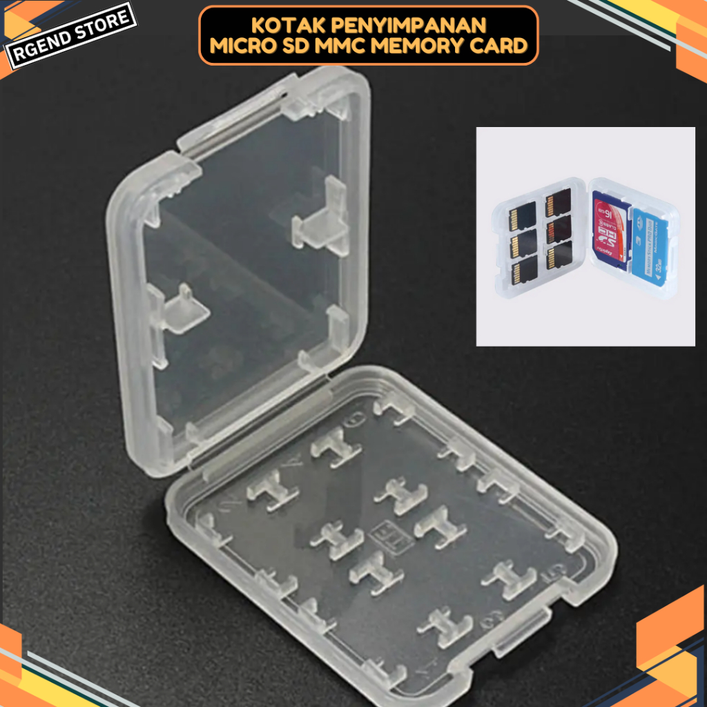 Jual Kotak Penyimpanan Kartu Memory MMC Micro SD Card Transparan - 8 ...