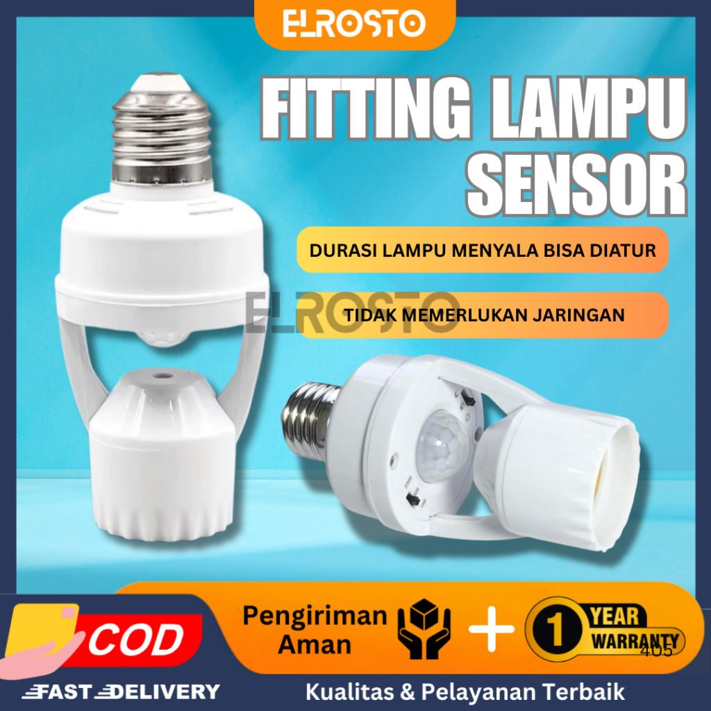 Jual ELROSTO Fitting Lampu Sensor Gerak Otomatis E27 Fitting Lampu ...