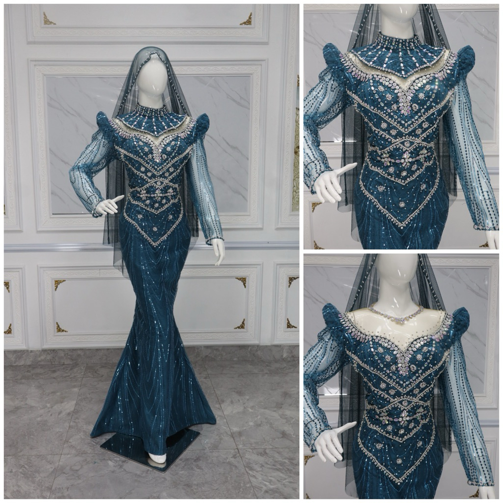 Jual gaun dress duyung DR1 manik manik cantik dan mur,mer | Shopee ...