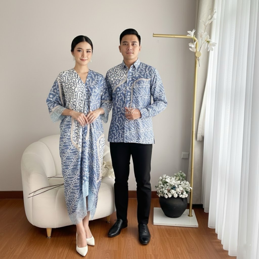 Jual AIRA BATIK - Couple Luna Kaftan Batik Viscose Premium Sarimbit ...