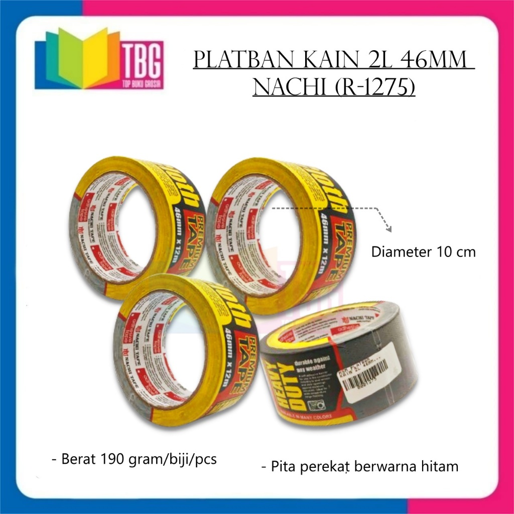 Jual 1 ROLL PLATBAN KAIN 2L 46MM NACHI / LAKBAN HITAM / PLAKBAN JILID ...