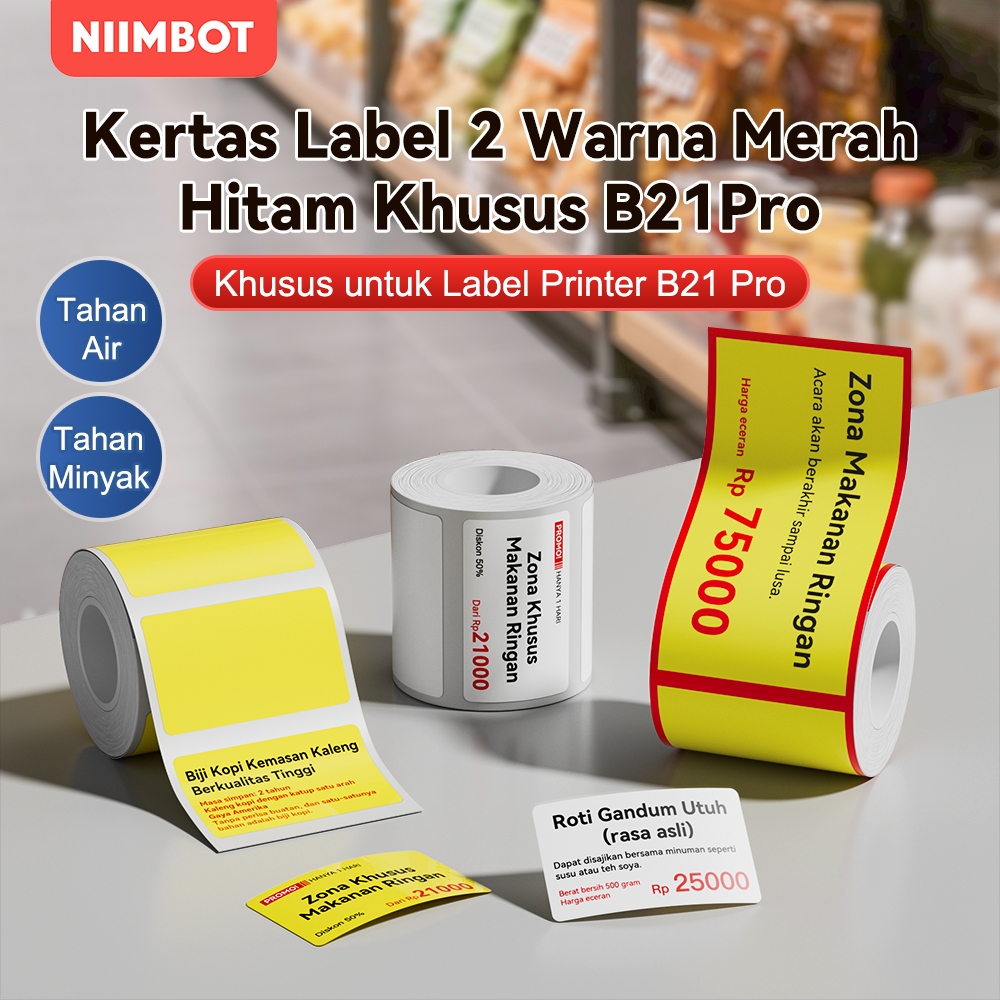 Jual NIIMBOT B21PRO Label Dua Warna Merah Hitam, Dapat Mencetak Teks ...