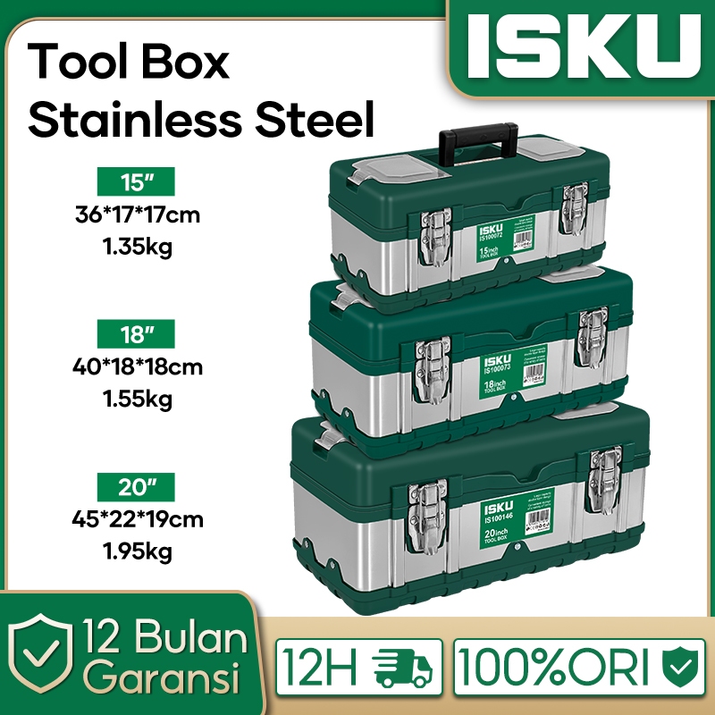 Jual ISKU Tool Box Besi Stainless Steel 15 18 20 Inch Kotak Perkakas ...