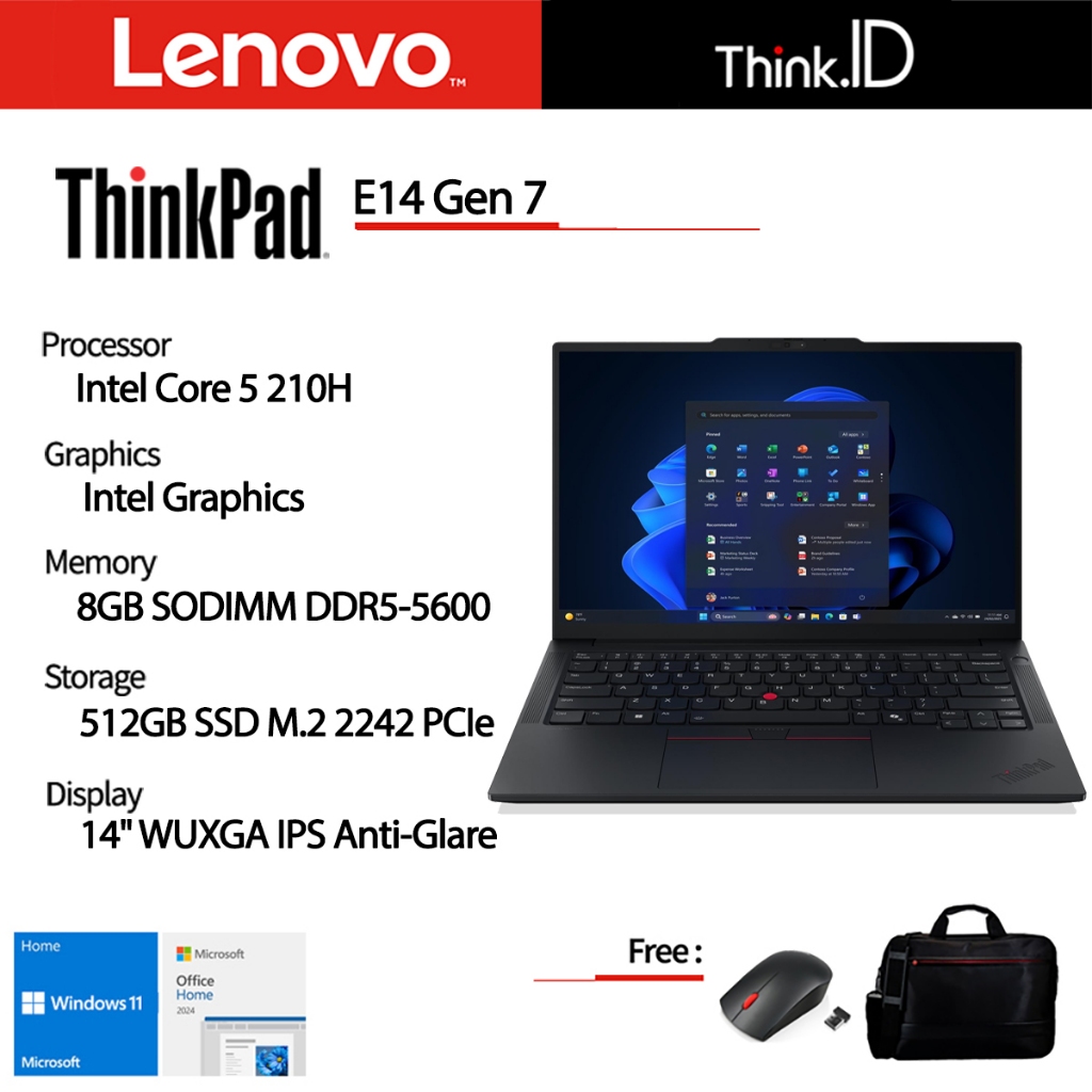 Jual Lenovo ThinkPad E14 Gen 7 Core 5 210H 8GB 512GB SSD 14"IPS IR ...