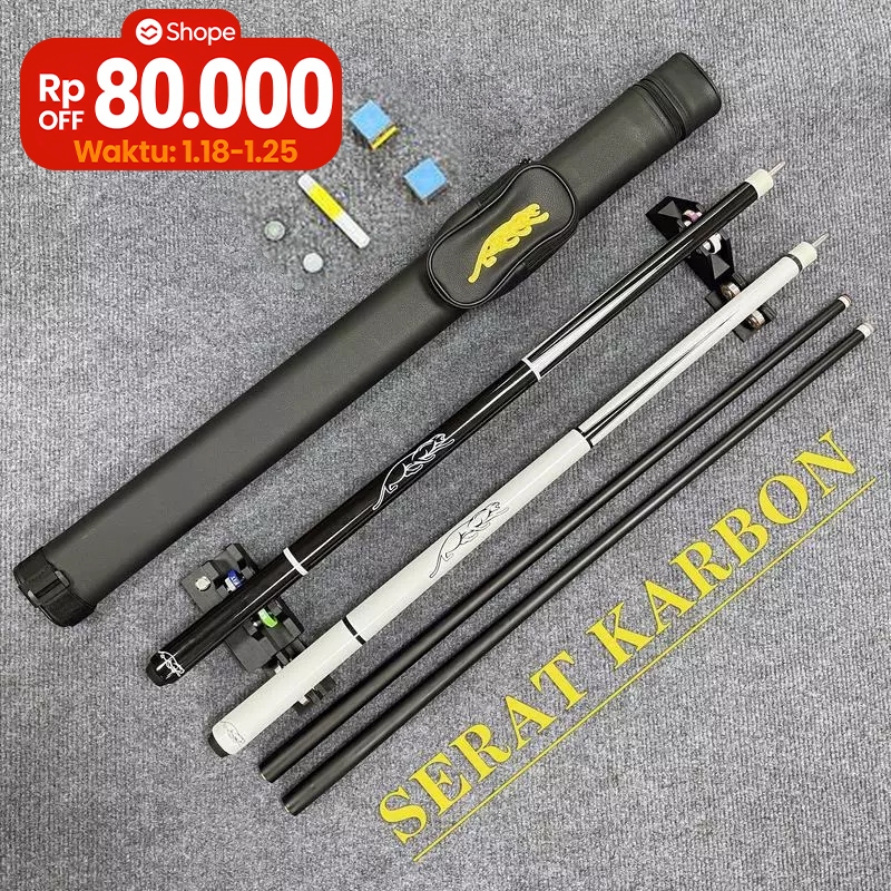 Jual Stik Biliar Serat Karbon Billiard Stick Profesional 1/2 Terbagi ...