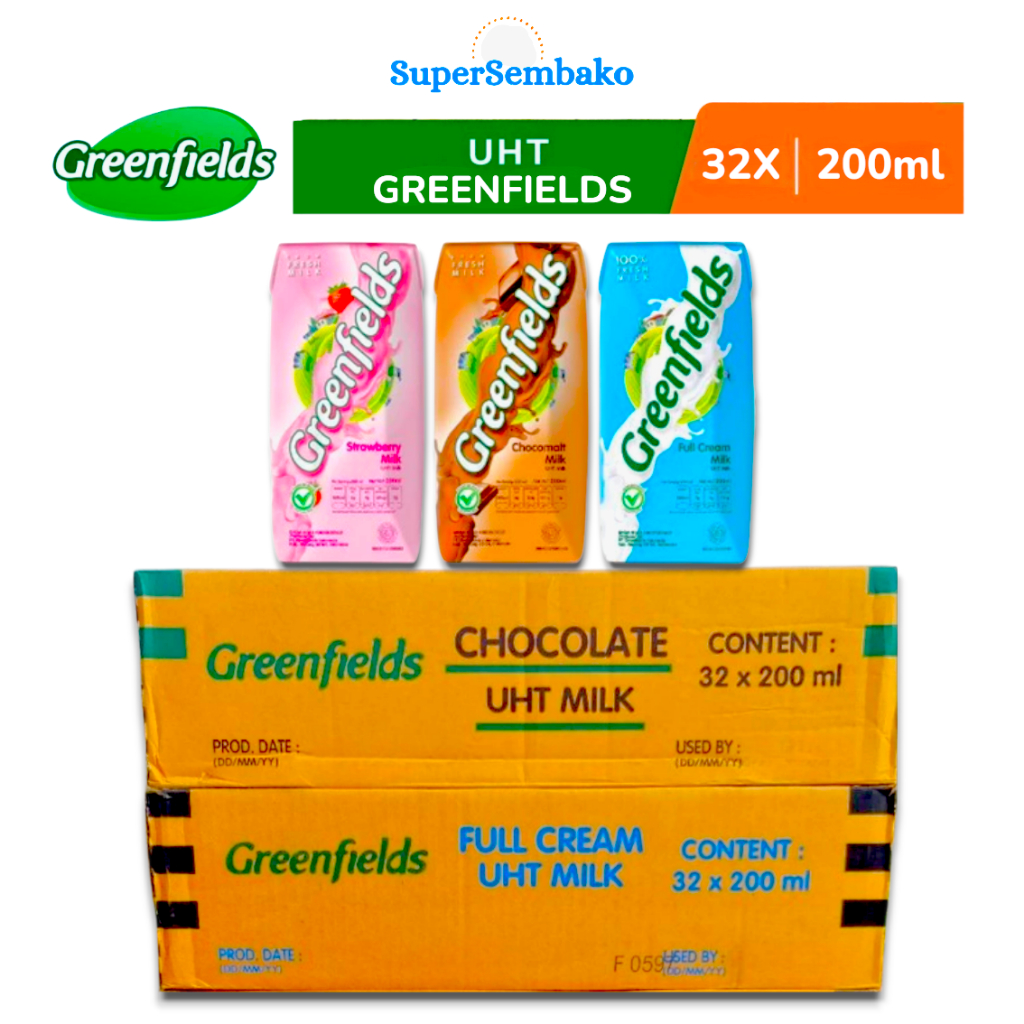 Jual Susu UHT Greenfields 200ml Full Cream Cokelat Stroberi 1 Dus ...