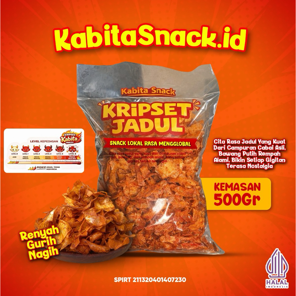Jual Kripik Singkong Pedas Gurih Jadul 500gr Kabita Snack | Cemilan ...