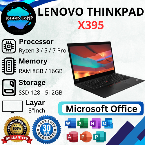 Jual Laptop Lenovo ThinkPad X395 Amd Ryzen 5 Pro 3500U RAM 8GB / 16GB ...