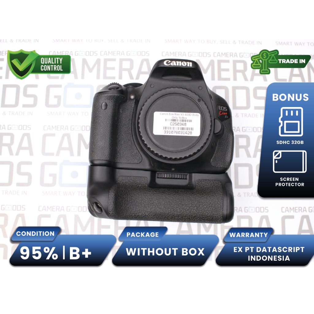 Jual Kamera Canon EOS Kiss X5 600D with Grip DSLR APSC Camera Second ...