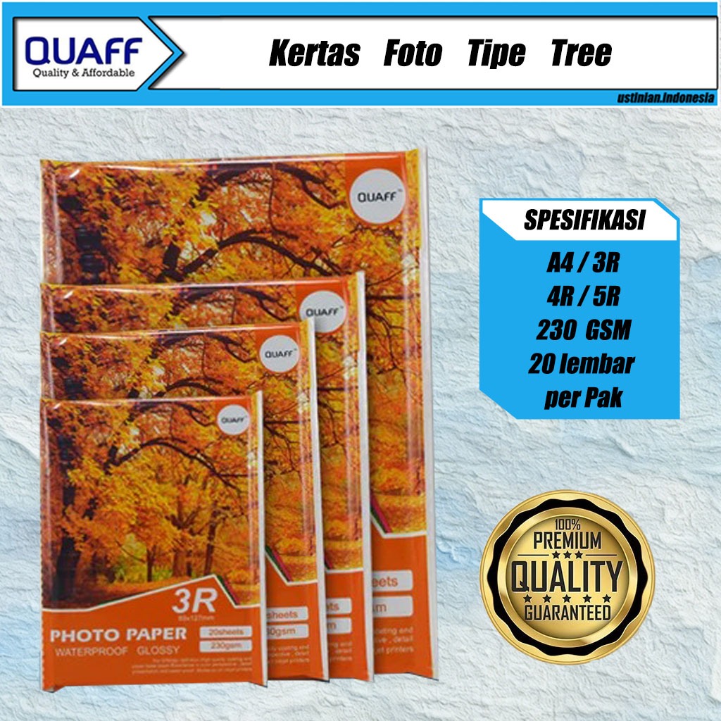 Jual Kertas Foto Glossy QUAFF - Pilihan Ukuran A3/A4/3R/4R/5R, Berat ...