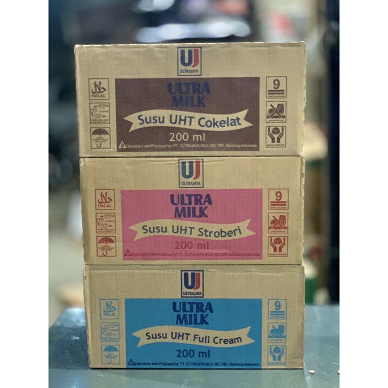 Jual SUSU CAIR UHT 200ML ULTRA JAYA 1 DUS ISI 24 PCS FULL CREAM COKLAT ...