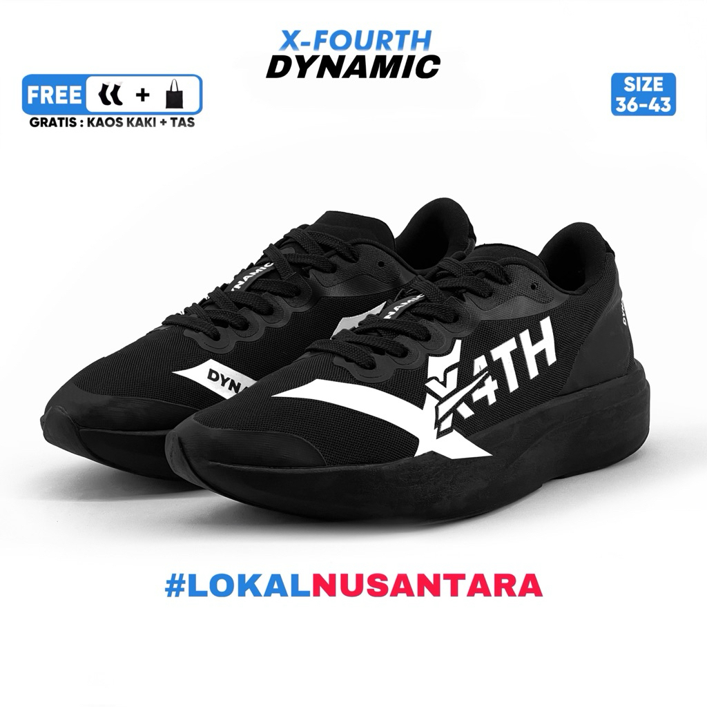 Jual X-Fourth Dynamic Black White - Sepatu running Olahraga Daily ...