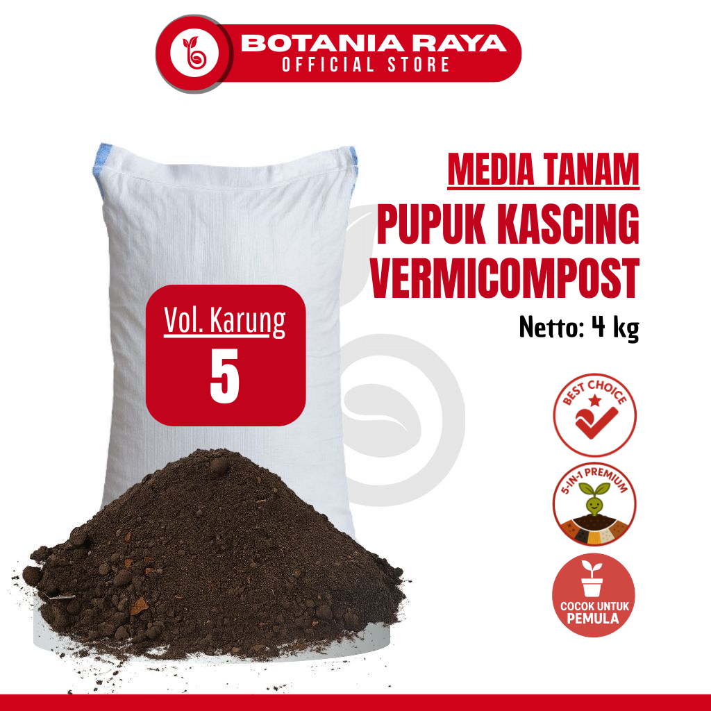 Jual BOTANIA RAYA Kascing Vermicompost Vol. Karung 5 / Netto: 4 Kg ...