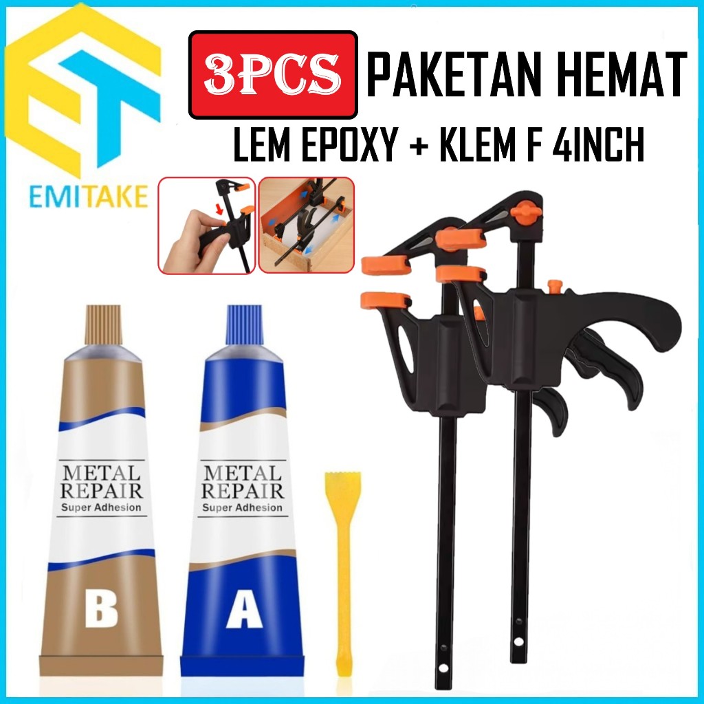 Jual Paket Murah Klem F Jepit Alat Press 4inch + Lem Campur Epoxy Lem ...