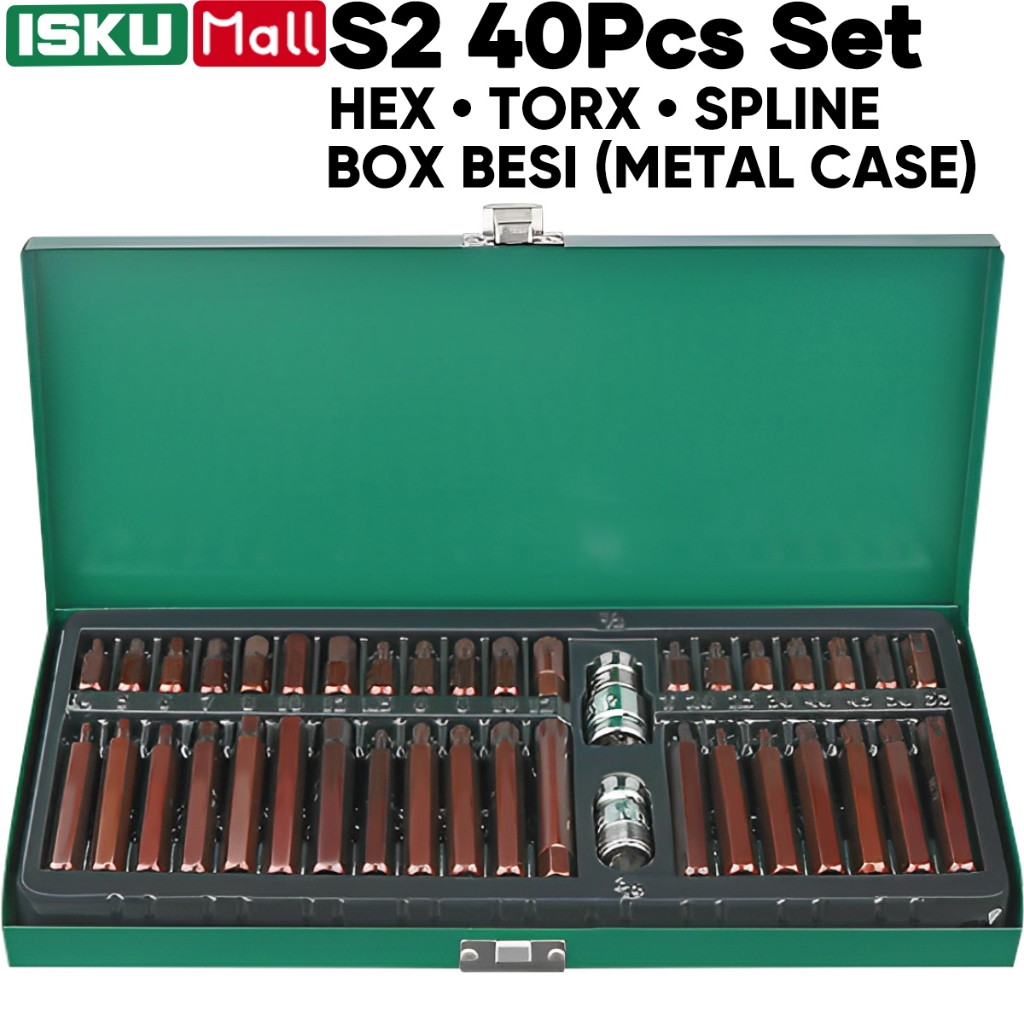 Jual ISKU Mata Sok Set 40 Pcs S2 Steel Hex Torx Spline Kunci L Bintang ...